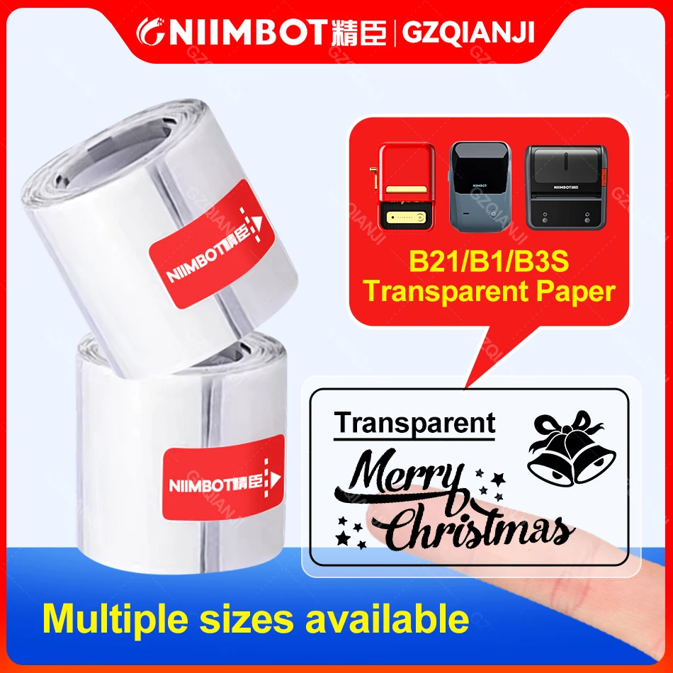 Niimbot B21 Transparent Roll Sticker Label Printing Paper Name Sticker ...