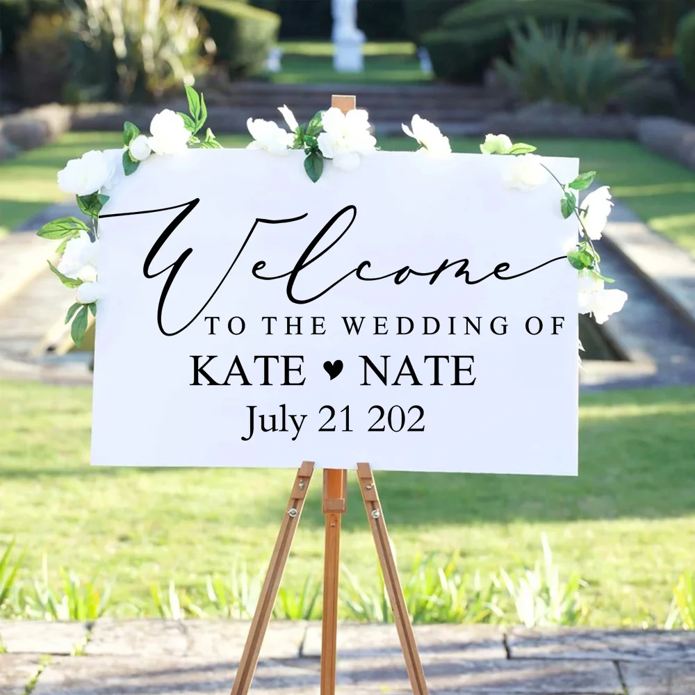Welcome-To-The-Wedding-Sticker-Personalized-Names-And-Date-Wall-Decal ...