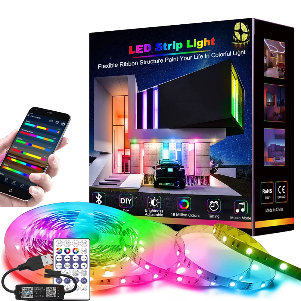 Ws2812 Usb Led Strip Rgbic 1m-30m Bluetooth App Control Chasing Effect ...