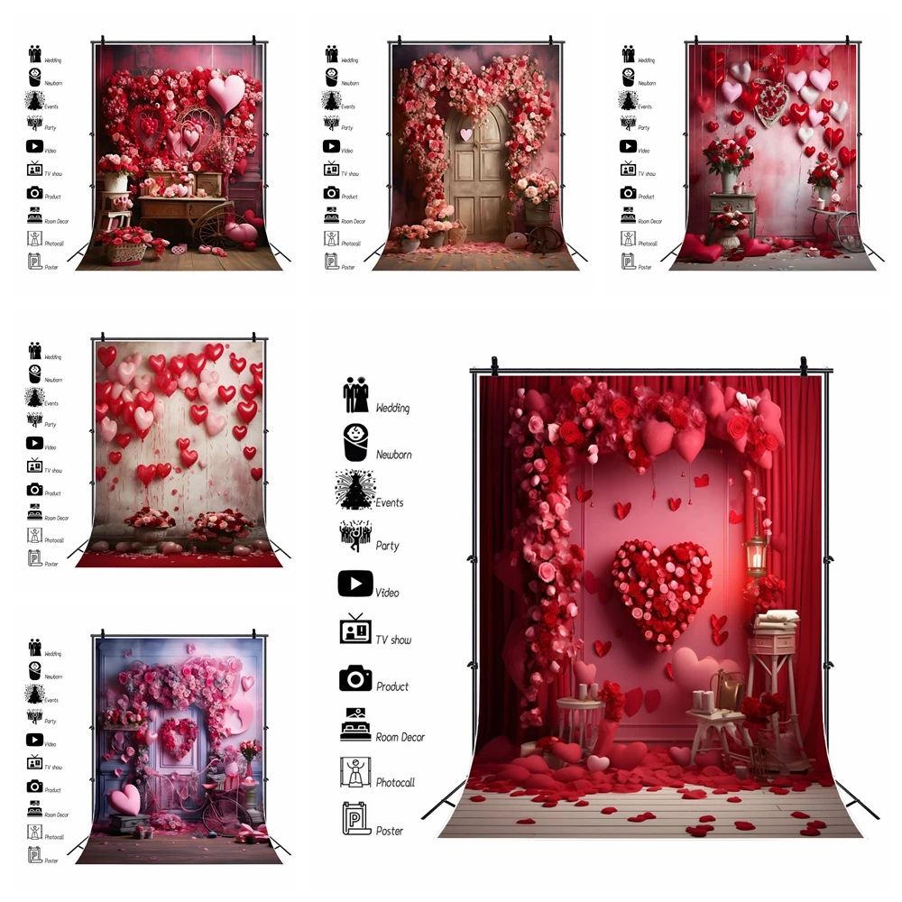 Valentine-s-Day-Photography-Backdrop-Love-Heart-Balloon-Red-Rose ...