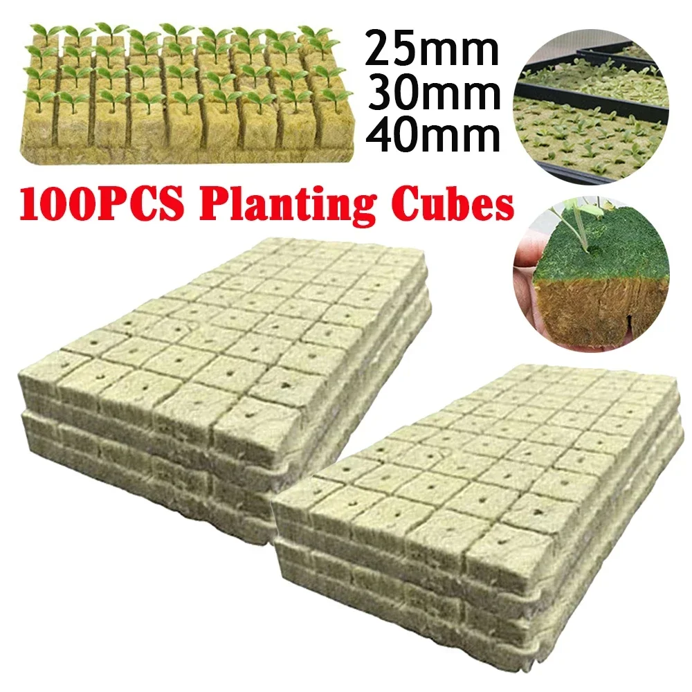 100pcs-Rock-Wool-Seed-Starters-Cloning-Cubes-Ventilative-Grow-Cubes ...