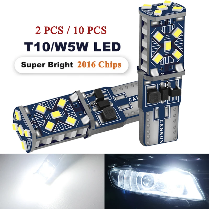 2-10-PCS-Super-Bright-T10-W5W-LED-Bulbs-Canbus-12-24V-7000K-White-Car ...