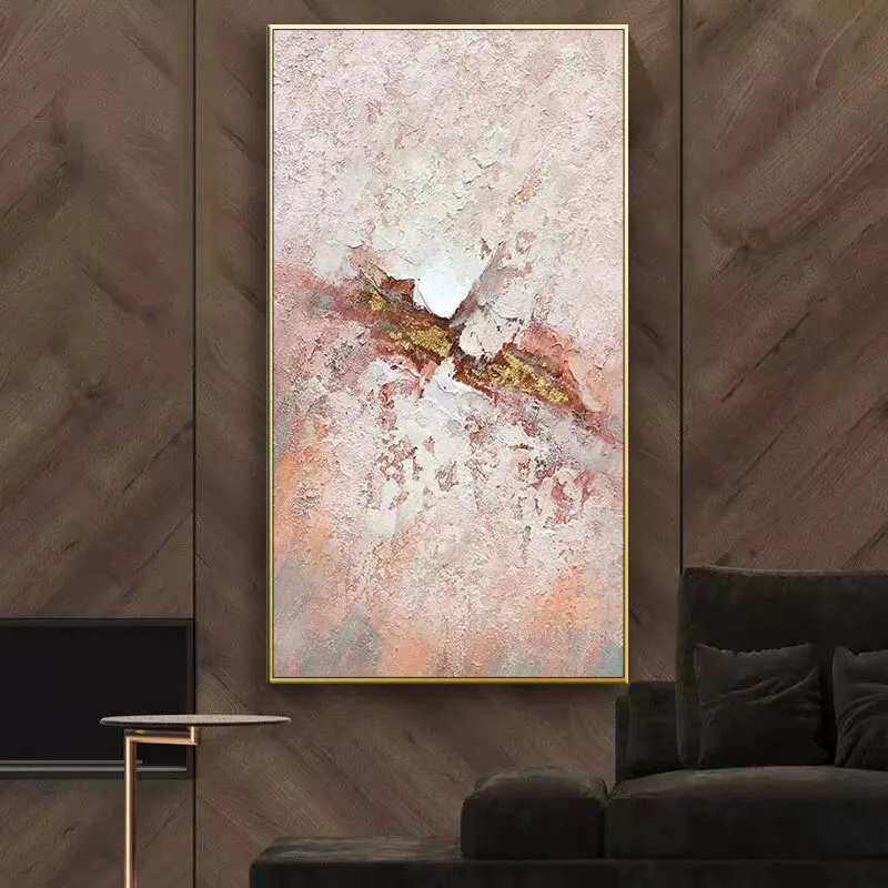 Pintura al óleo hecha a mano pura, textura rosa abstracta, decoración ...