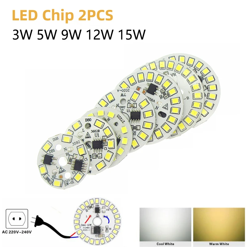 L-mpara-de-parche-de-bombilla-LED-de-2-piezas-placa-SMD-m-dulo-Circular ...