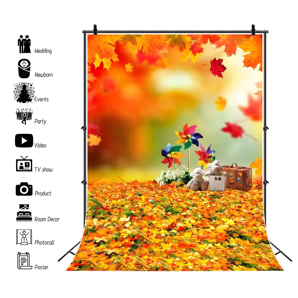 Fallen Leave Scenery Photo Backdrop Autumn Forest Sunshine Nature Scene ...
