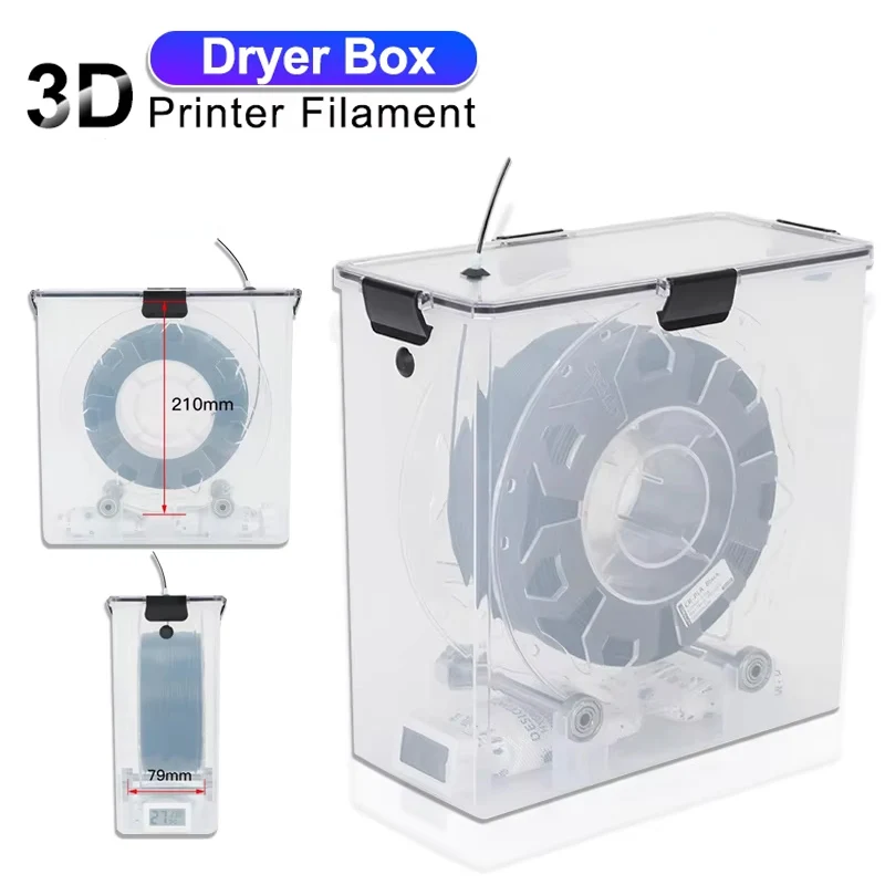 3D Printer Filament Dryer Box Airtight Moisture-Resistant Real-Time ...
