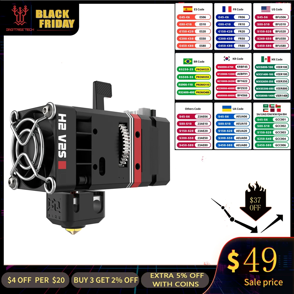BIGTREETECH H2 V2S Extruder Direct Drive Dual Gear Hotend 3D Printer ...