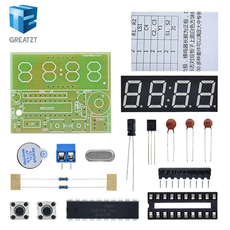 GREATZT-AT89C2051-Digital-4-Bits-Electronic-Clock-Electronic-Production ...