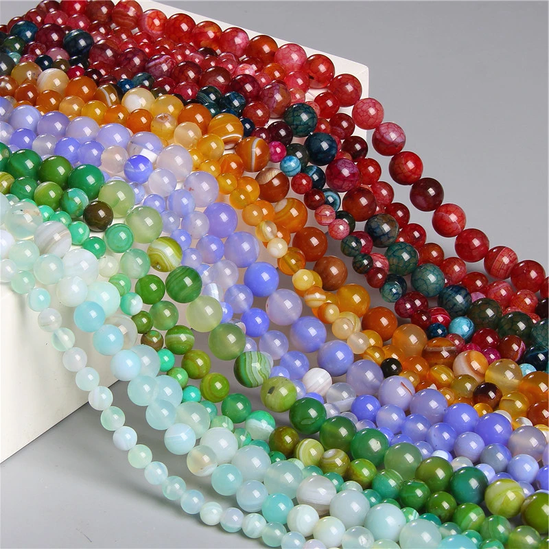 NEW Natural Agates Bead Spacer Loose Stripe Agat Beads 6 8 10 mm Round ...