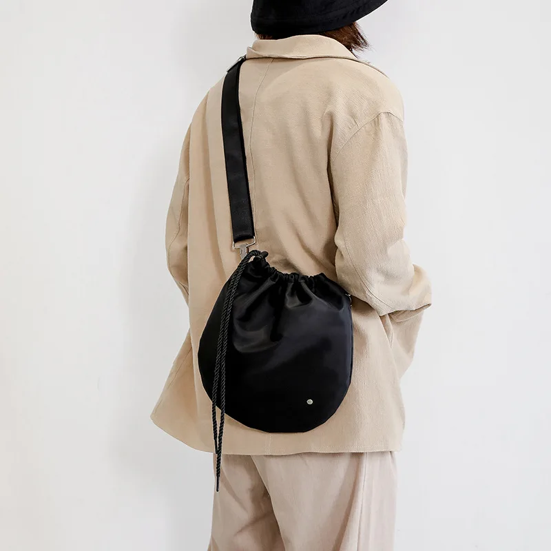 Personality-Round-Drawstring-Nylon-Crossbody-Bag-Simple-Solid-Color ...