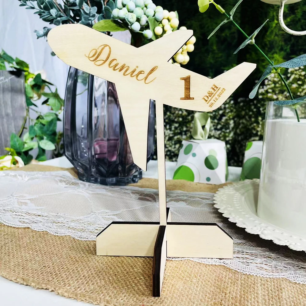 Numéro de Table de voyage en avion personnalisé, pilote de mariage ...