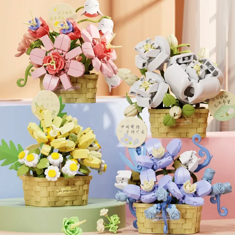 D-cennie-s-de-construction-de-panier-de-fleurs-en-pot-mod-le-de-bouquet ...