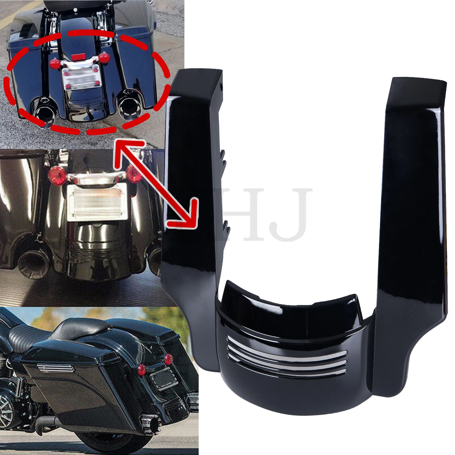 Black-5-Stretched-Rear-Fender-Extension-Filler-For-Harley-Touring ...