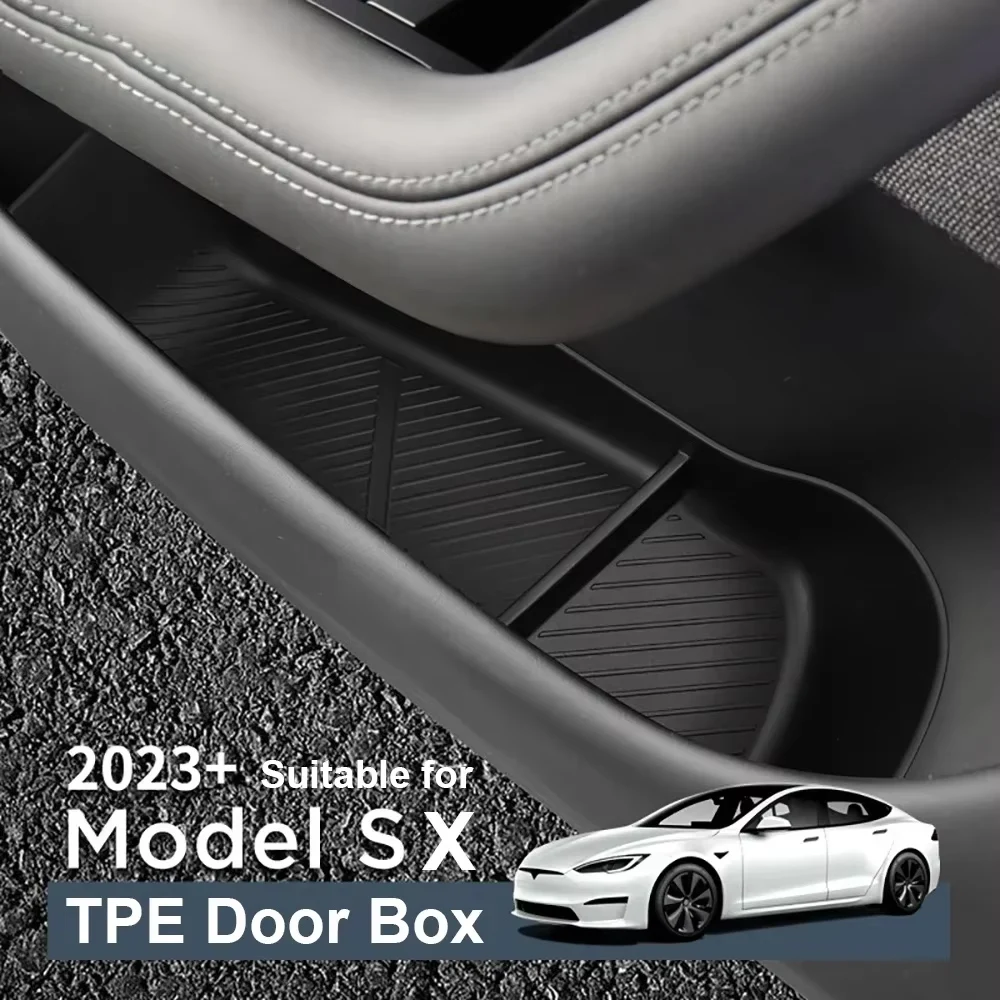 For-Tesla-NEW-Model-S-X-2023-2024-Door-Side-Storage-Box-TPE-Front-Rear ...
