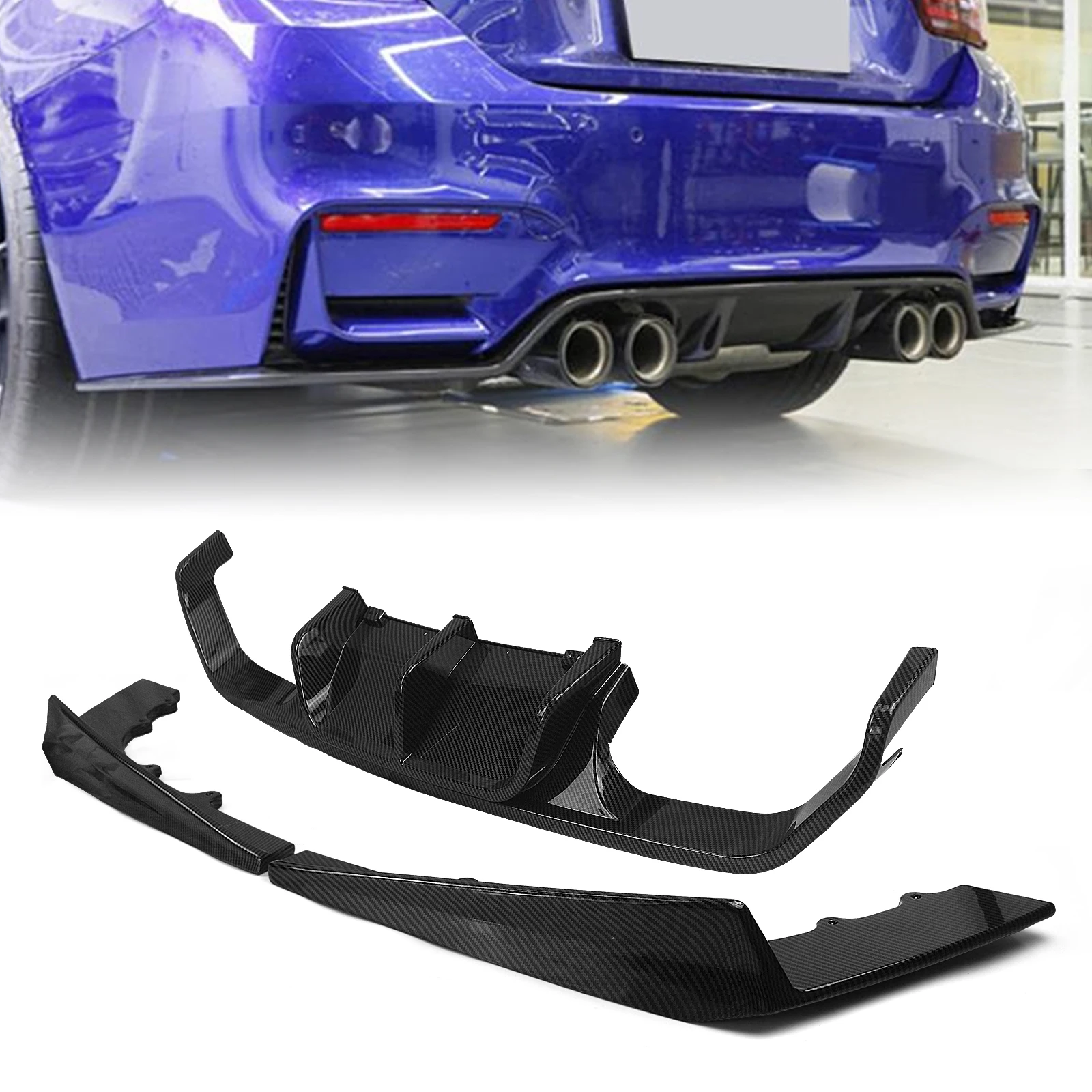 Rear-Diffuser-Bumper-Lip-Exhaust-Bracket-Spoiler-Lower-Plate-Splitter ...