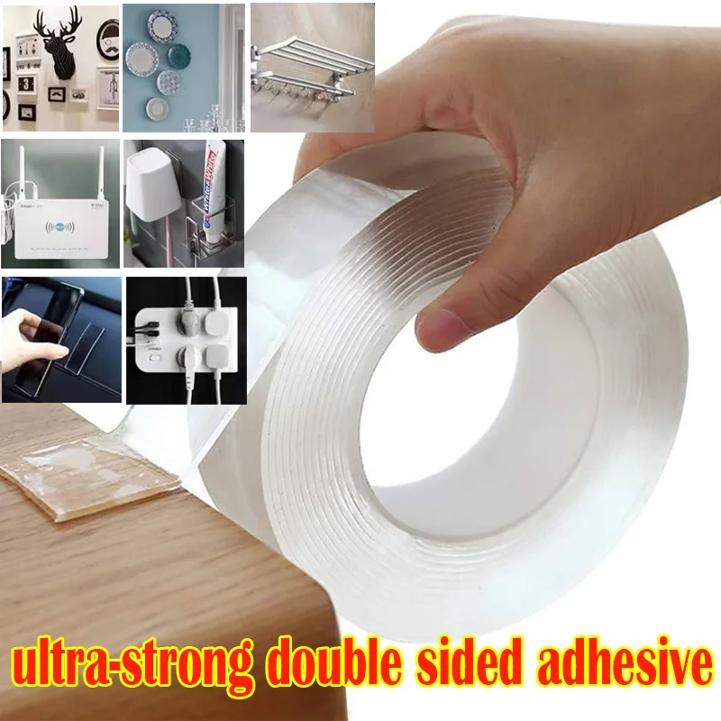 Powerful Ultra-strong Double Sided Adhesive Nano Tape Heavy Duty Multipurpose Strong Transparent ...