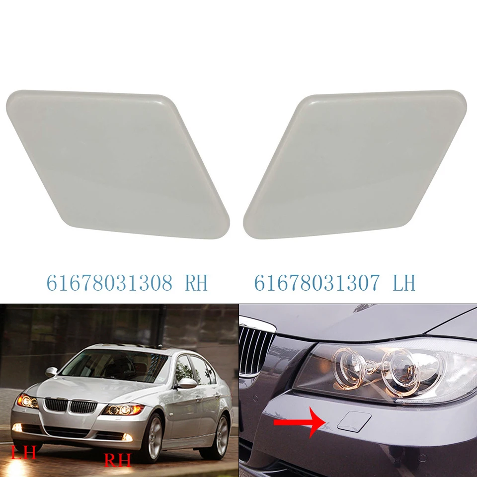 프론트 범퍼 헤드라이트 와셔 노즐 커버 캡, L R 61678031307 61678031308, BMW E90 E91 320i ...
