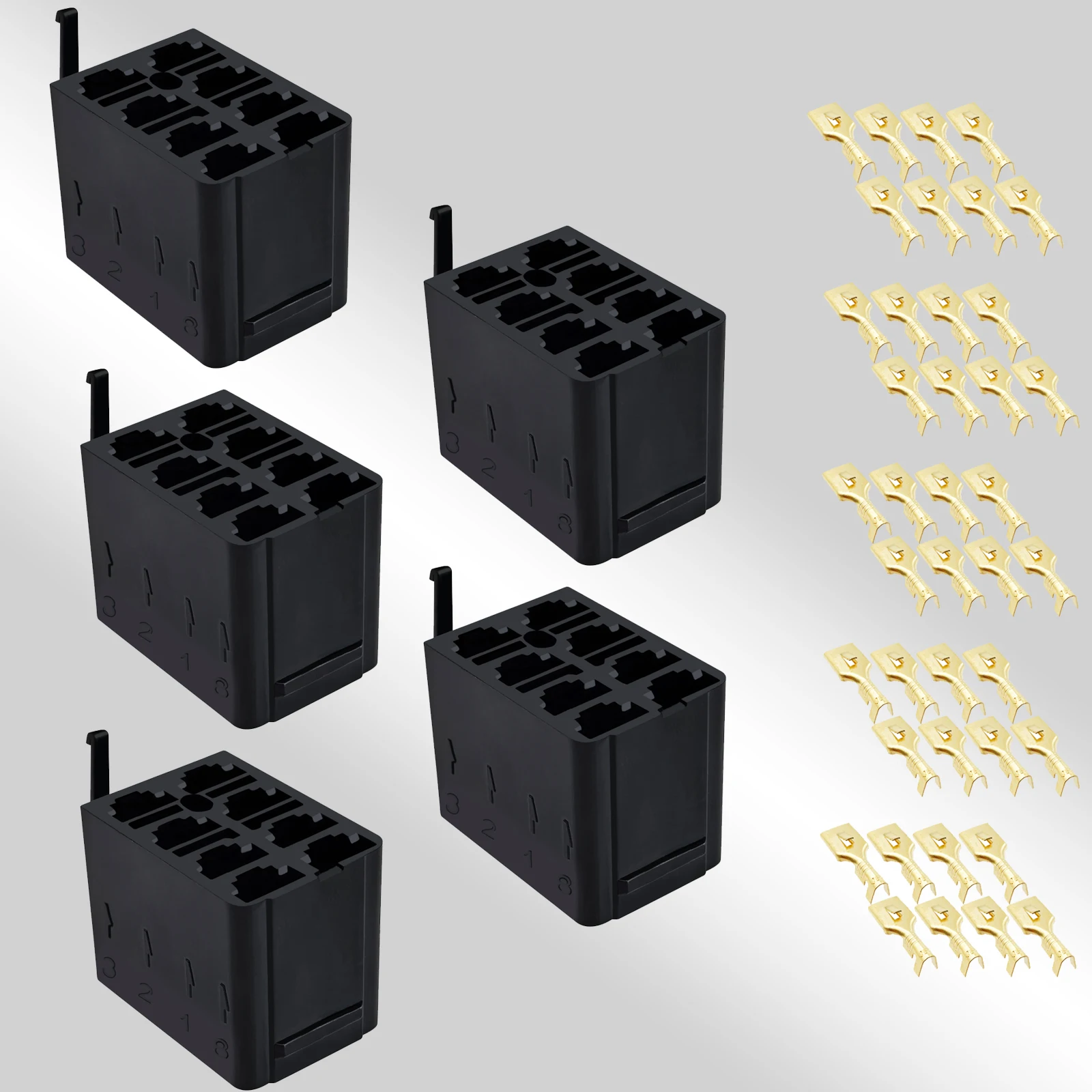 5 Set Rocker Switch Connector Plug Socket Kit 6.3mm ABS Spade Terminals ...
