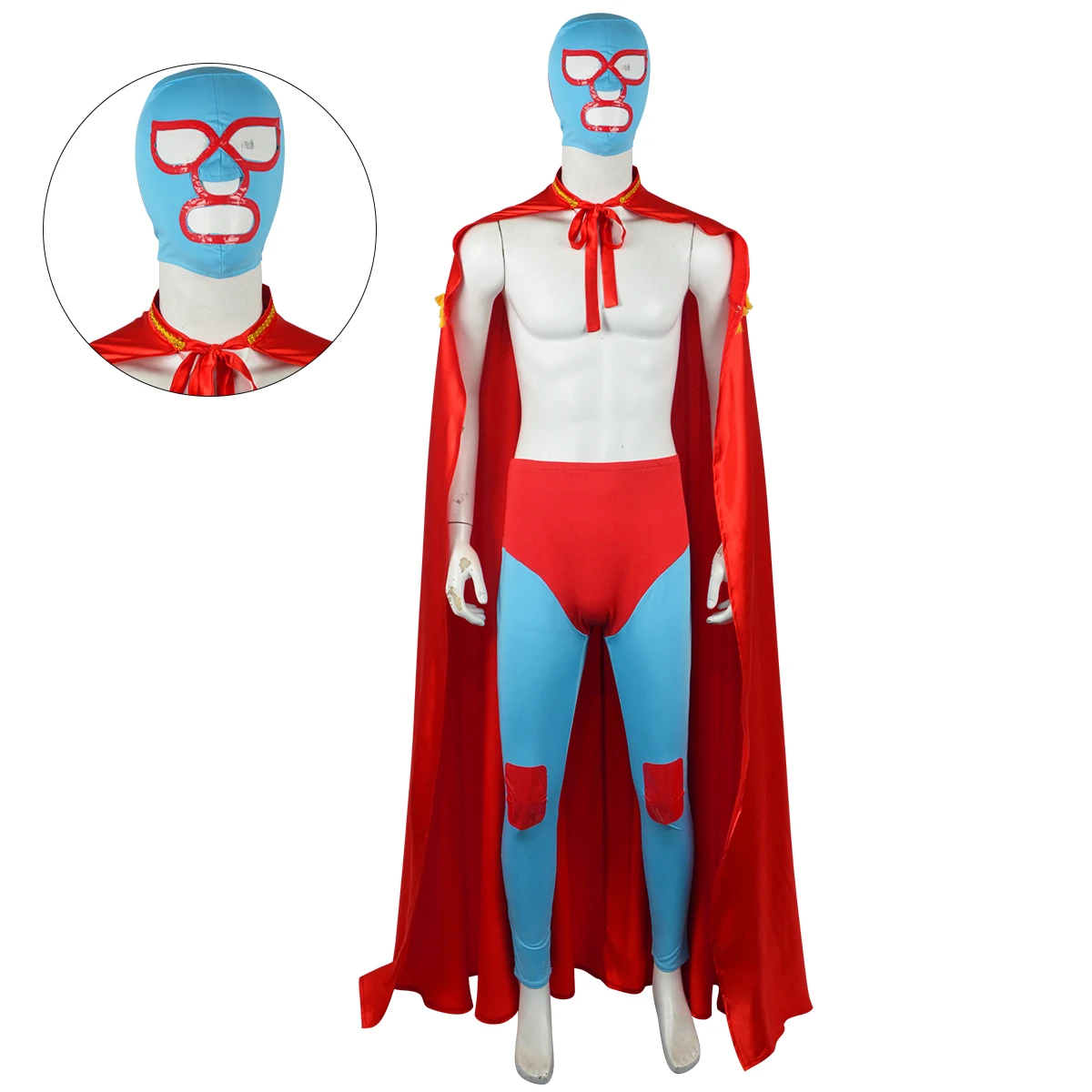 Movies Nacho Cosplay Costume Red Cape Cloak Mask Pants Full Set Outfits ...