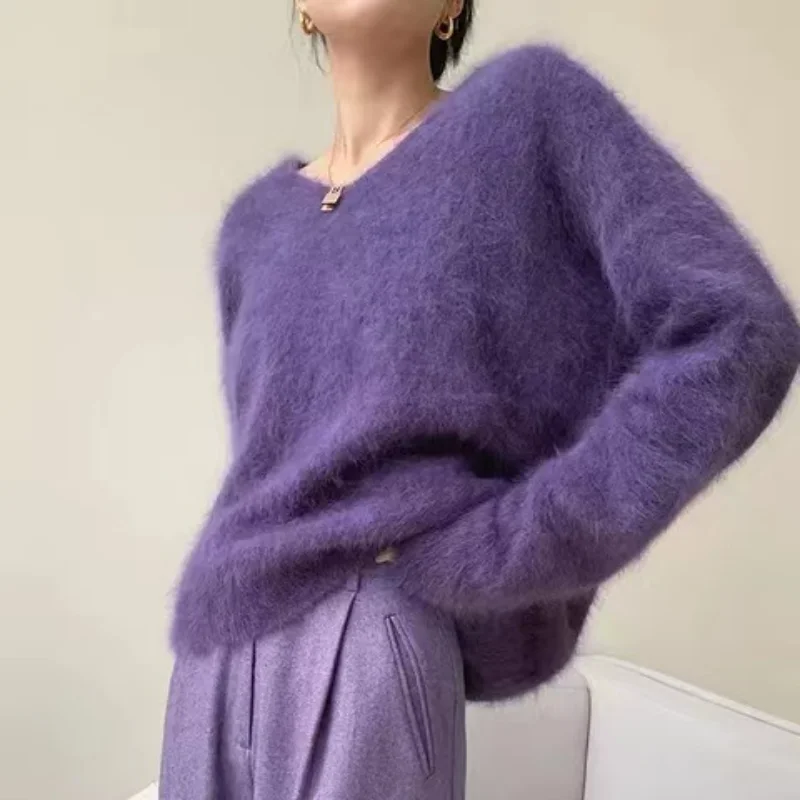 Top Women's Autumn And Winter 2023 New Fluffy Lazy Wind Sweater JZ139 ...