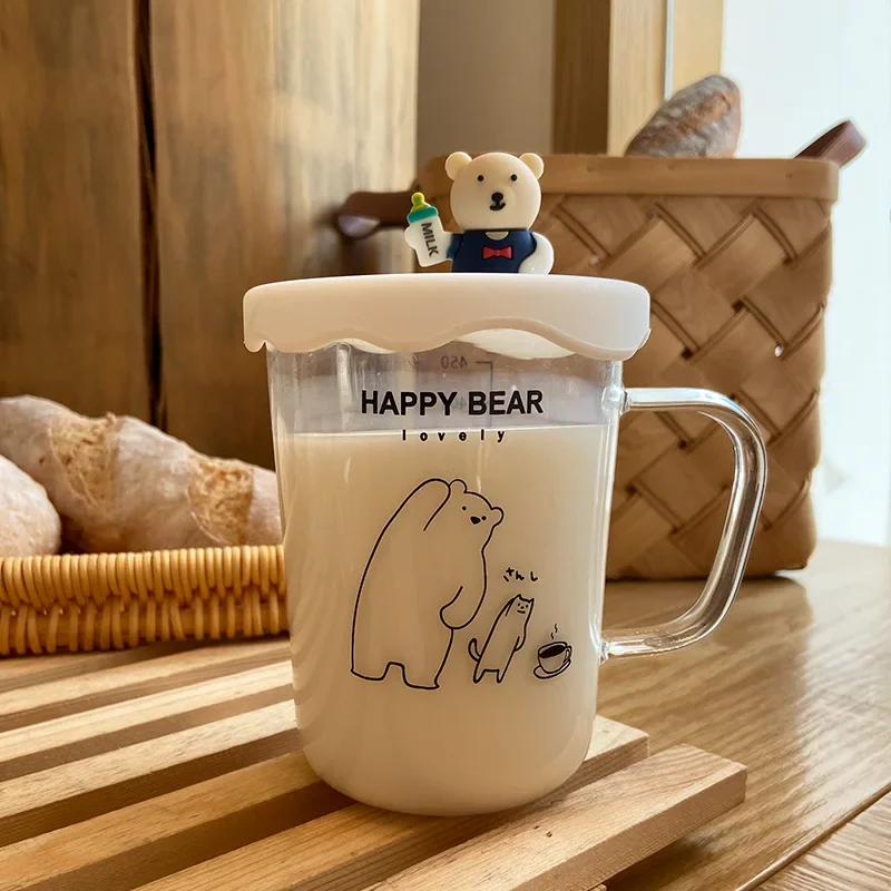 Scale Glass Bear Mug With Lid Kawaii Cups of Coffee Cupshe Drinkware ...