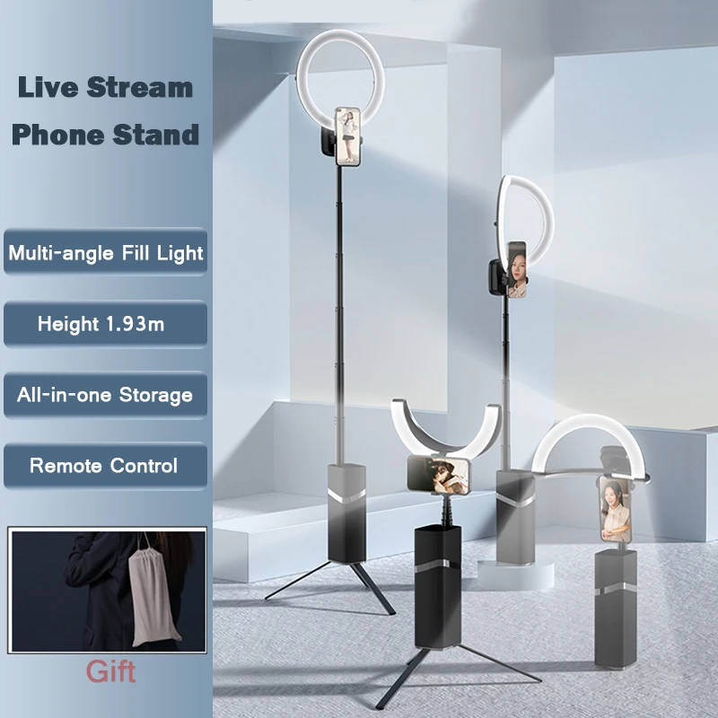 Portable-Live-stream-Stand-Phone-Holder-Wireless-LED-Ring-Light-Tripod ...