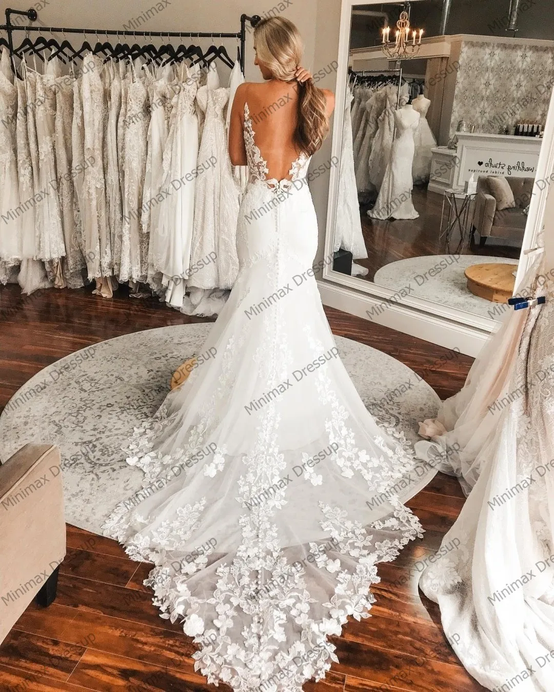 Lace Open Back Mermaid Wedding Dress
