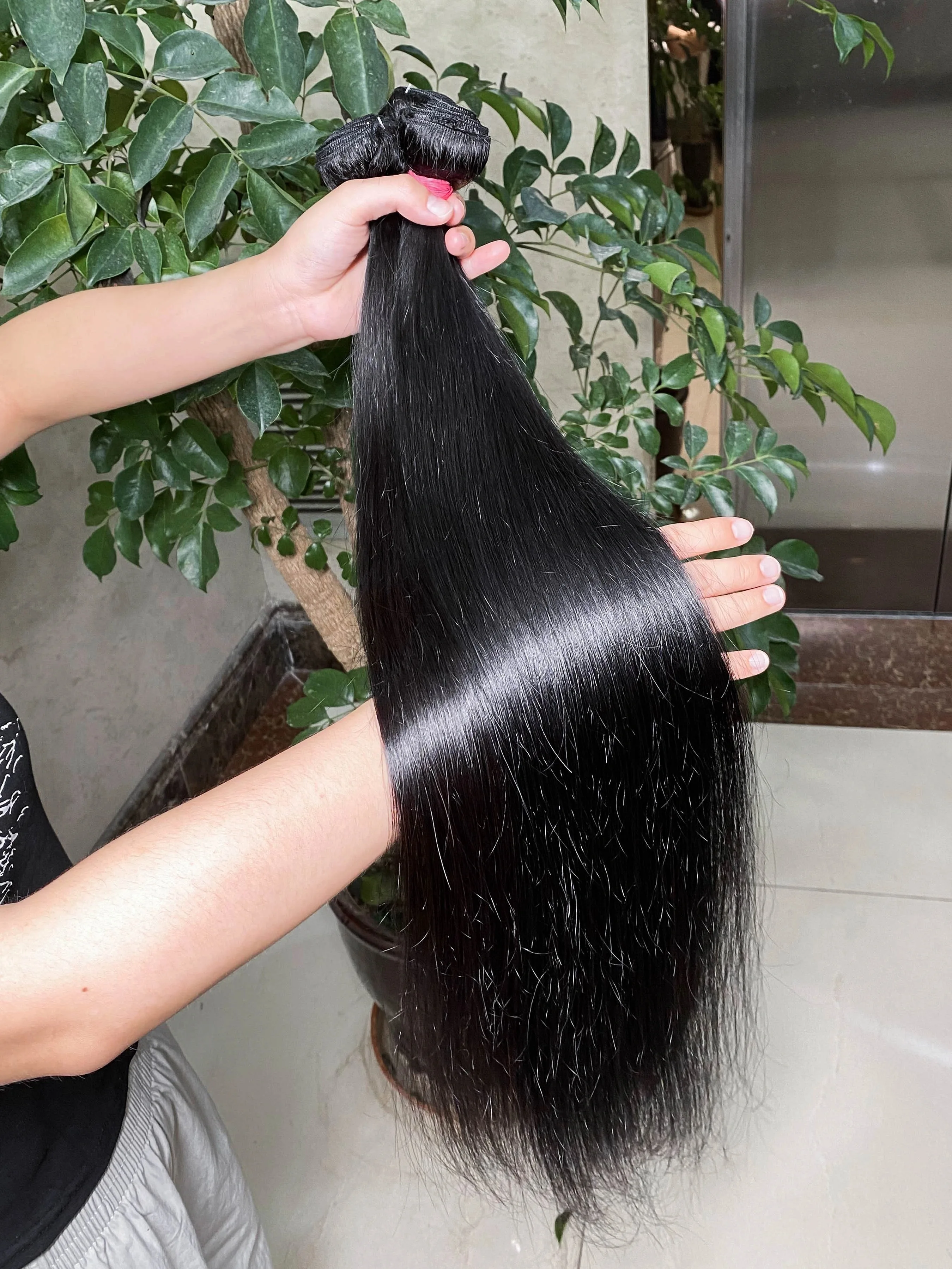 Wiglovie Bone Straight Natural Black Double Weft 3 4 Bundles 30 Inch ...