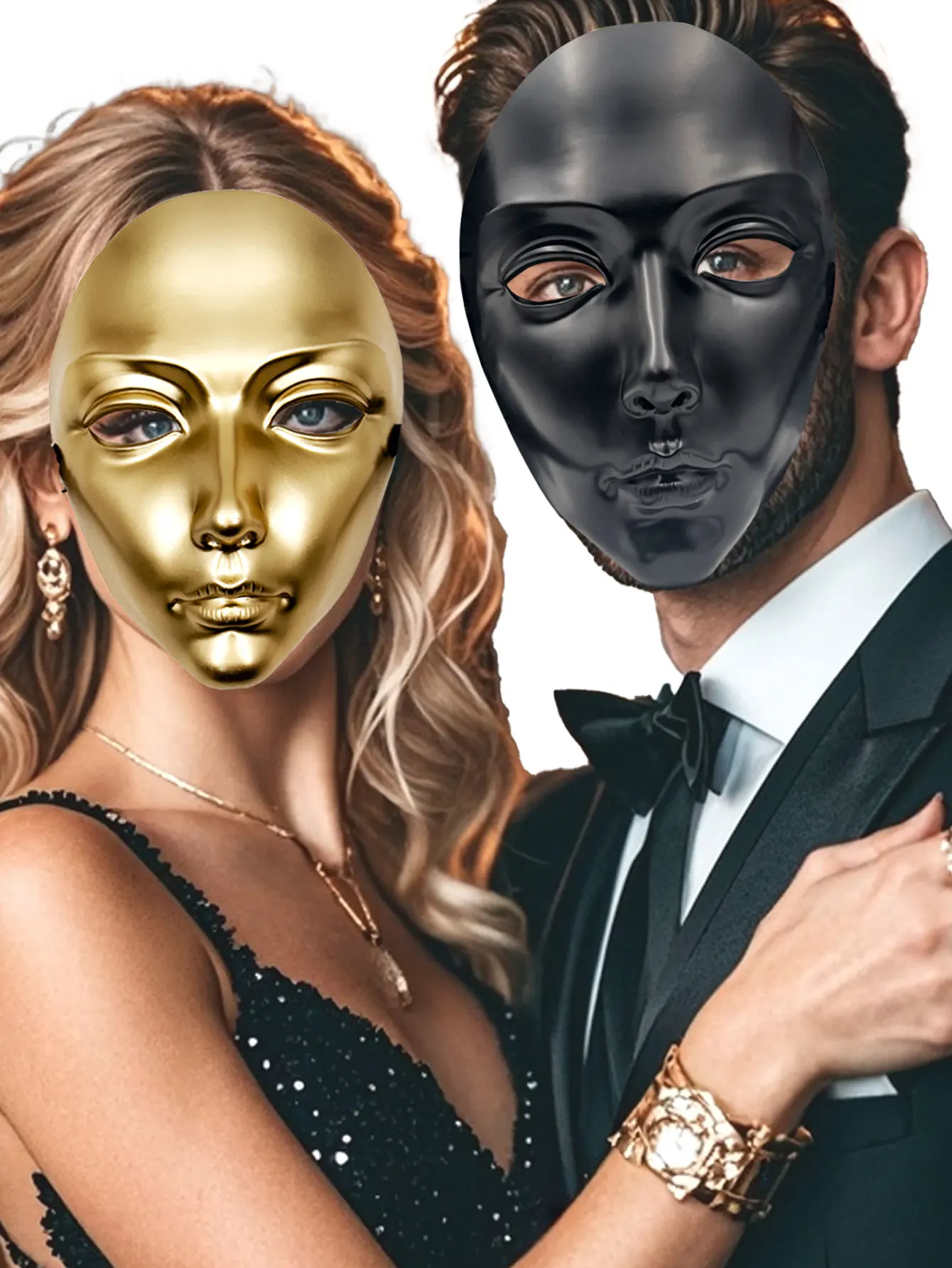 Halloween full-face masquerade ball hip-hop dance mask, black, white ...