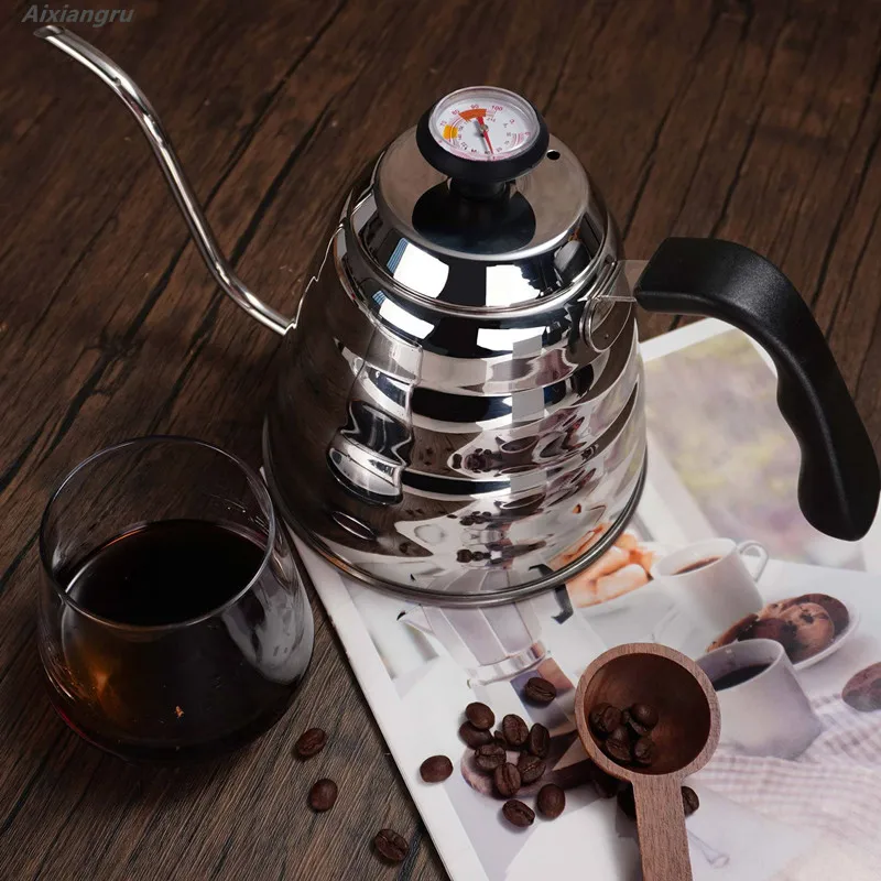 New Coffee Hand-Brewed Pot, Stainless Steel With Thermometer, Cloud Pot ...