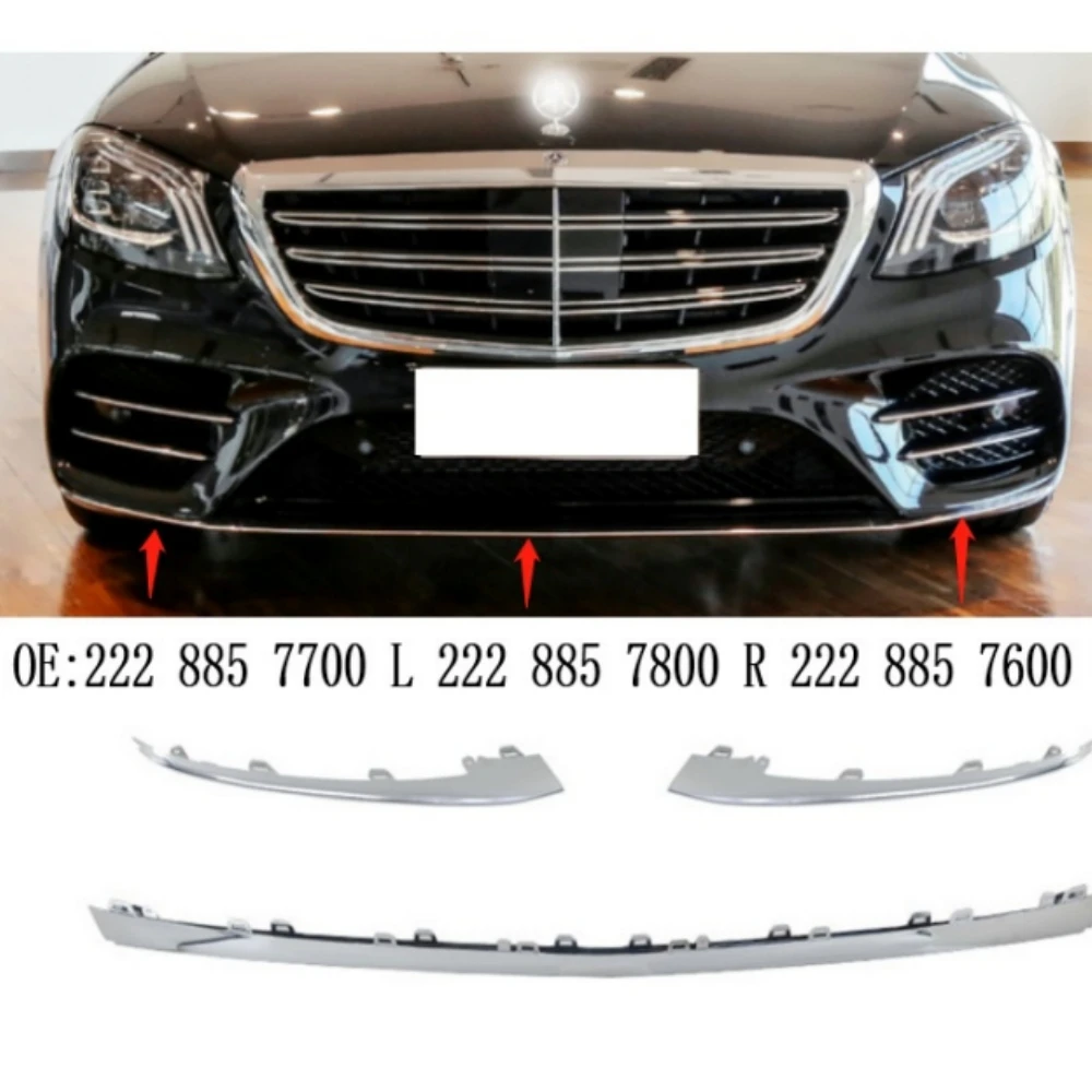 Front-bumper-chrome-decorative-strip-For-Mercedes-Benz-S-Class-W222-OEM ...