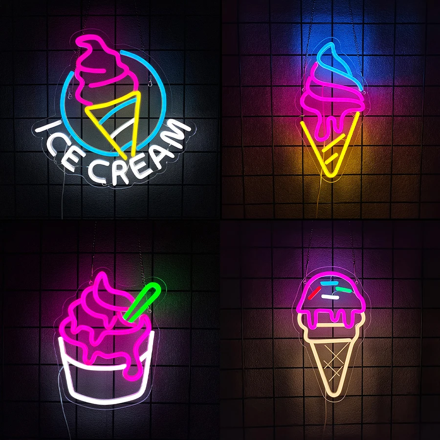 Letrero de neón de helado para decoración de pared, letreros con luz de ...