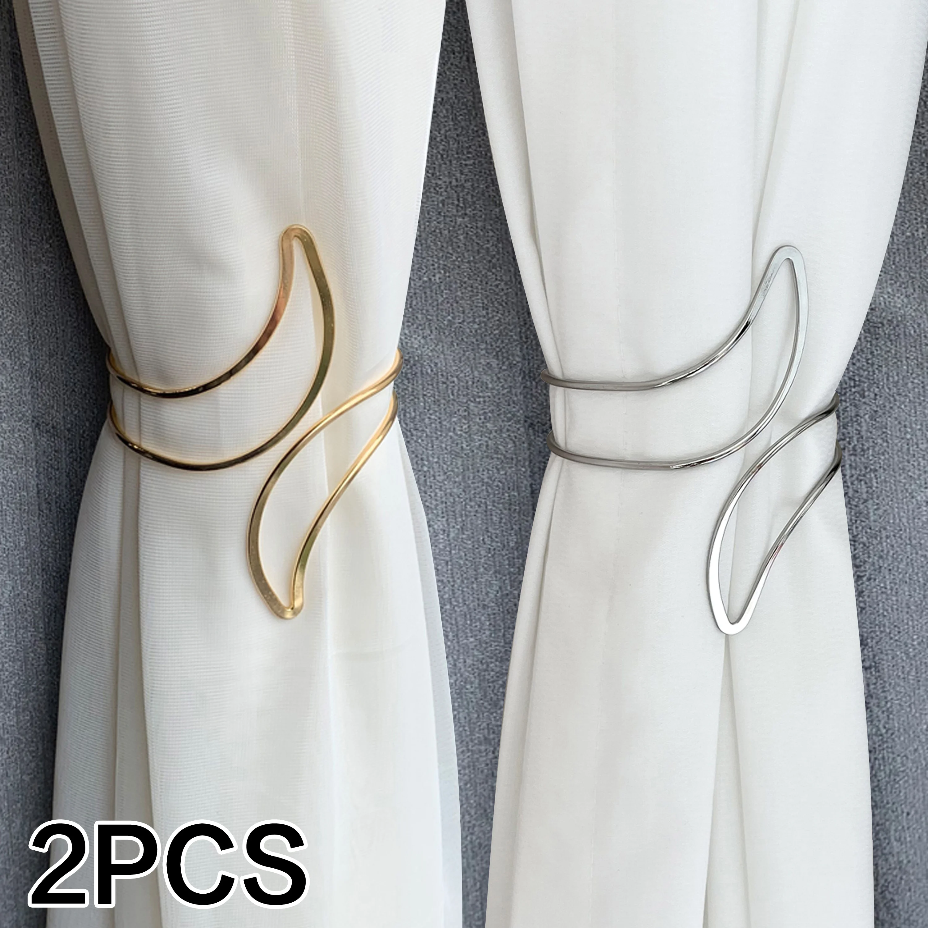 2pcs Modern Minimalist Metal Geometric Moon Pattern Design Curtain ...