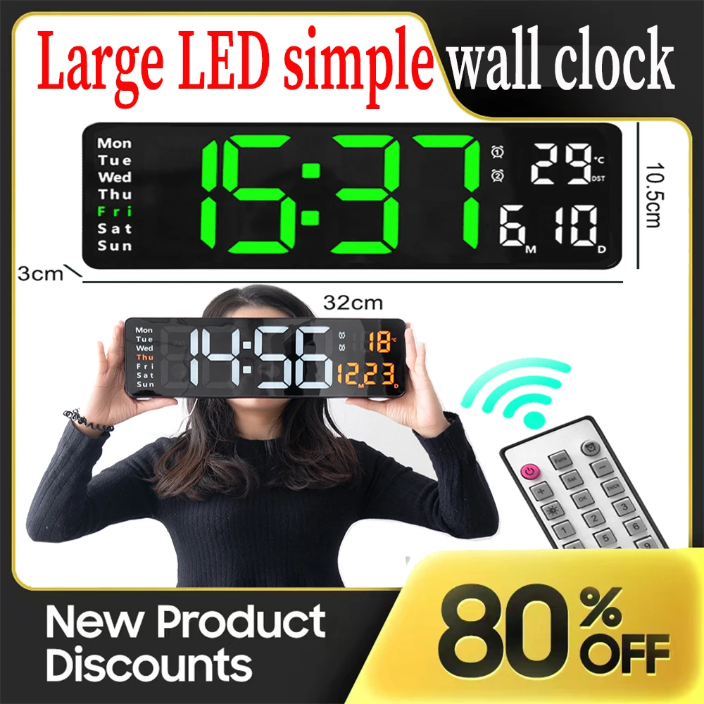 Reloj-de-pared-Digital-grande-con-Control-remoto-pantalla-de ...