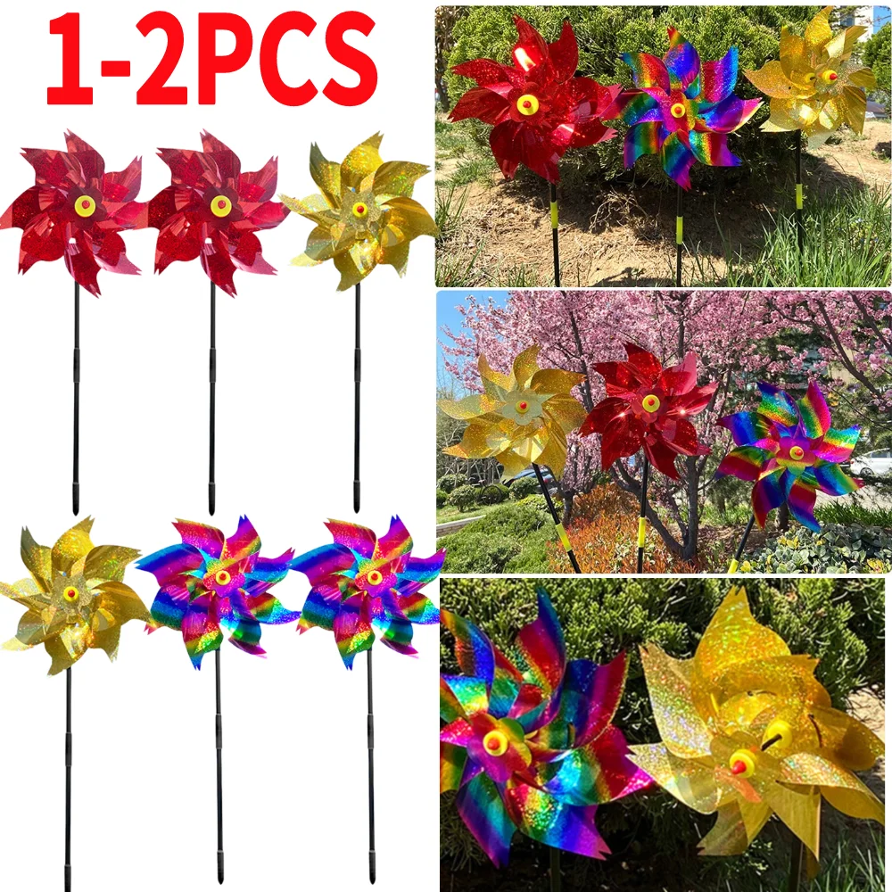 Extra-Sparkly-Pinwheel-with-Stakes-Outdoor-Bird-Scare-Devices-Colorful ...