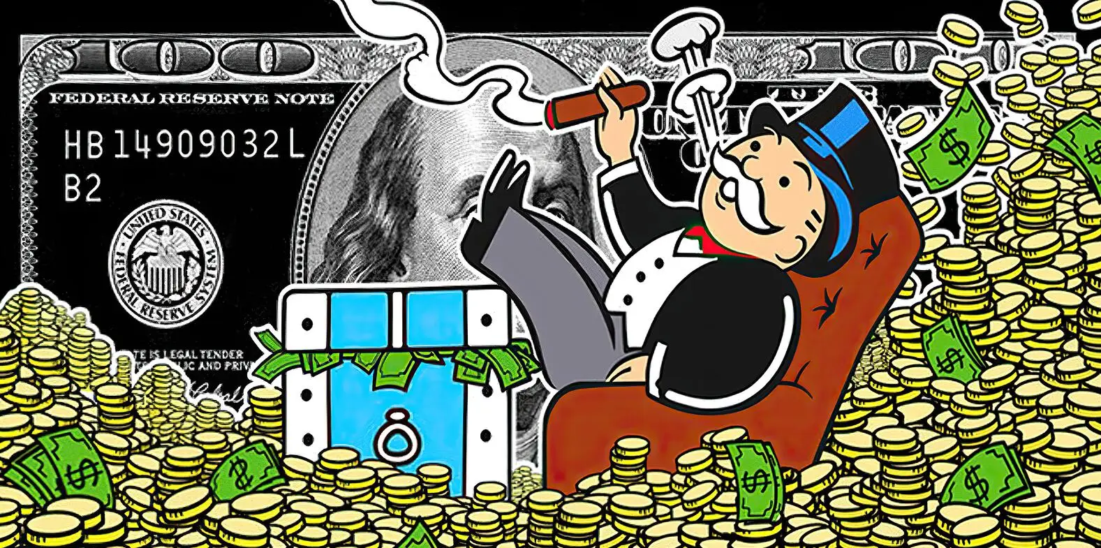 Monopoly Man Holding Money