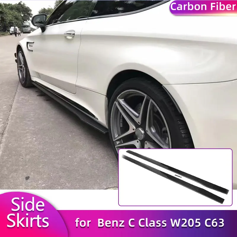 Carbon Fiber Side Skirts Extensions for Mercedes Benz C Class W205 C63 ...