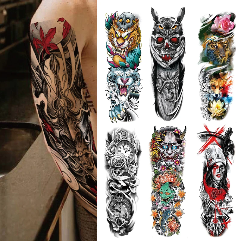Colorful-Full-Arm-Large-Size-Arm-Tatoo-Waterproof-Temporary-Tattoo ...