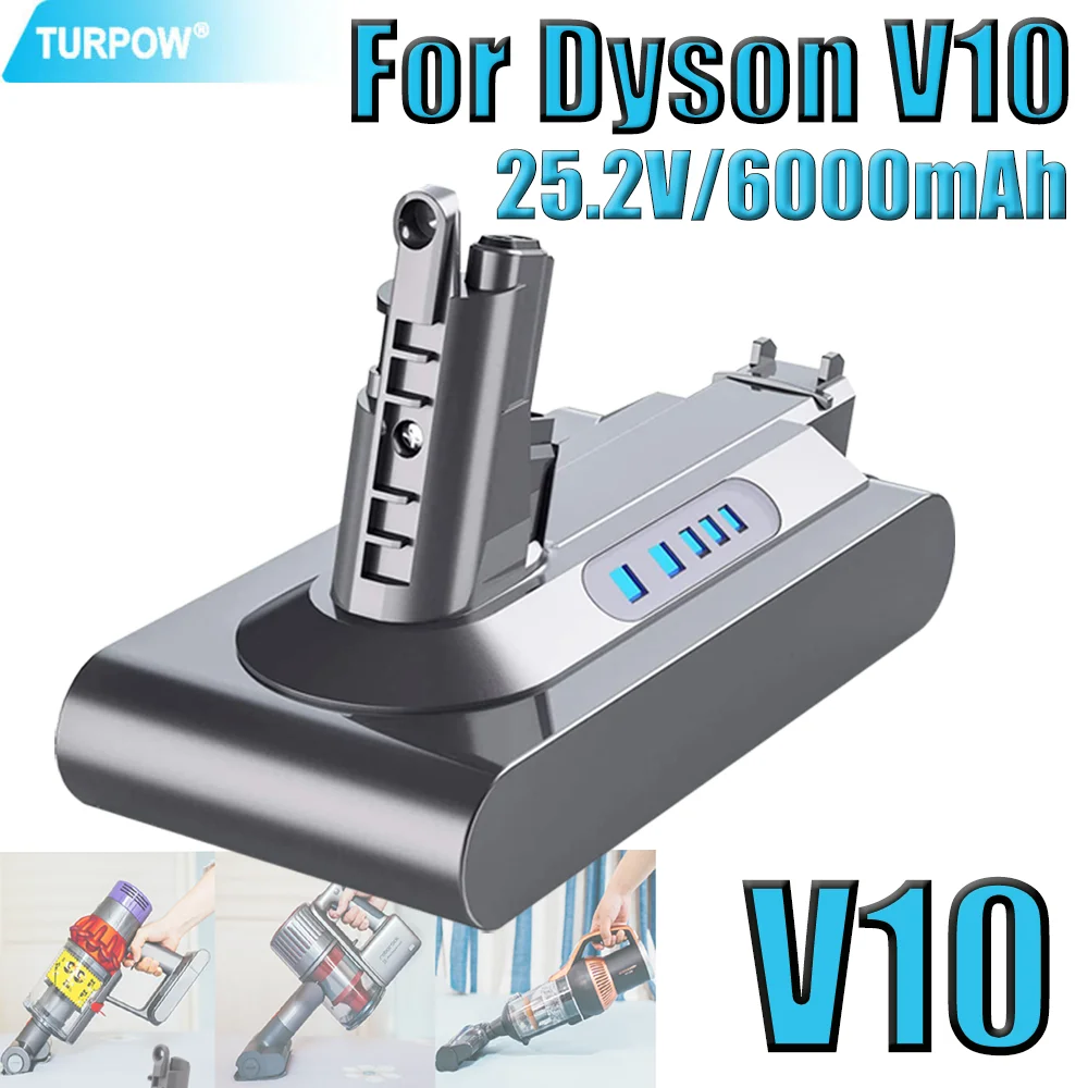 V10 Replacement Battery Lithium-ion 25.2V 6000mA For Dyson V10 Cleaner ...