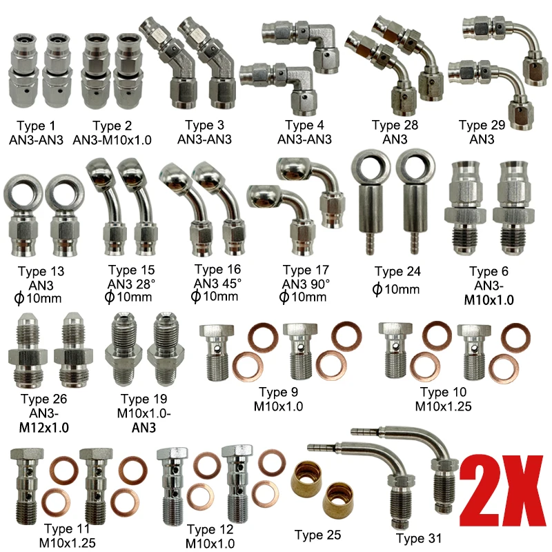 2X Stainless Steel AN3 Motorcycle Motor Bike Hydraulic Brake Oil Hose ...