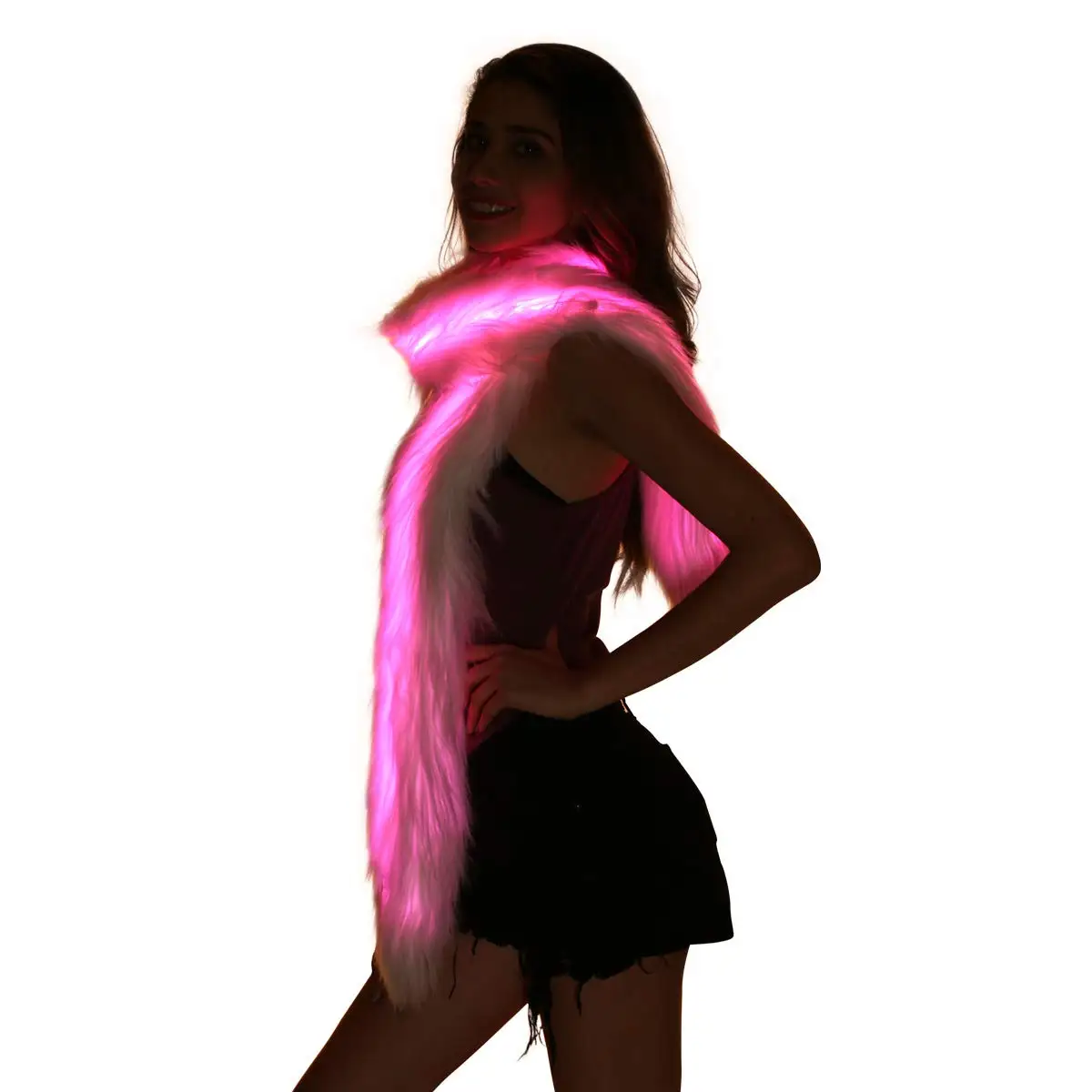 New-LED-Flash-Scarf-White-Faux-Fur-Scarf-A-Variety-Of-Lighting-Effects ...