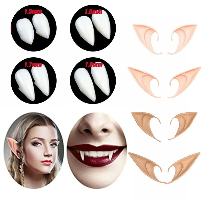 Halloween-Set-Latex-Elf-Ears-Vampire-Teeth-High-False-Ears-Fairy-Angel ...