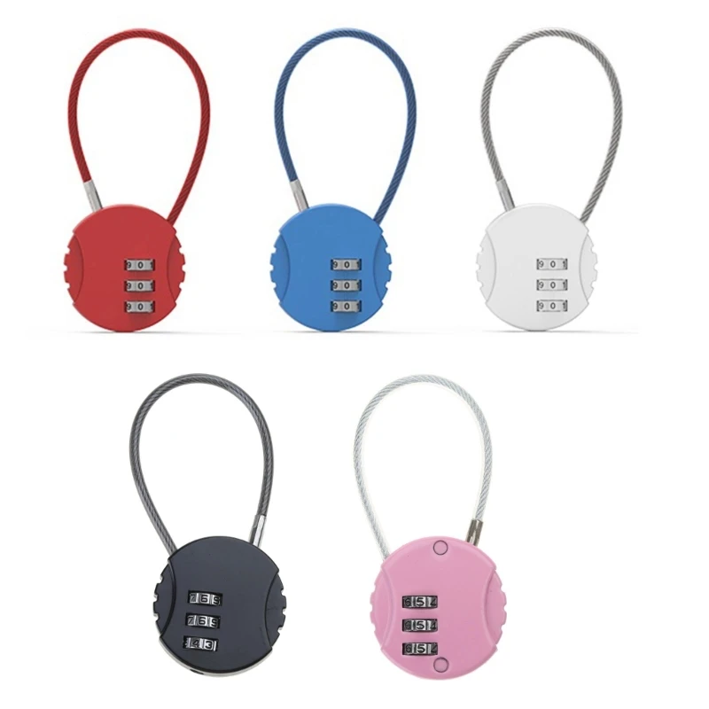 3-digit-Travel-Combination-Lock-Zinc-Alloy-Cable-Padlock-Backpacks ...