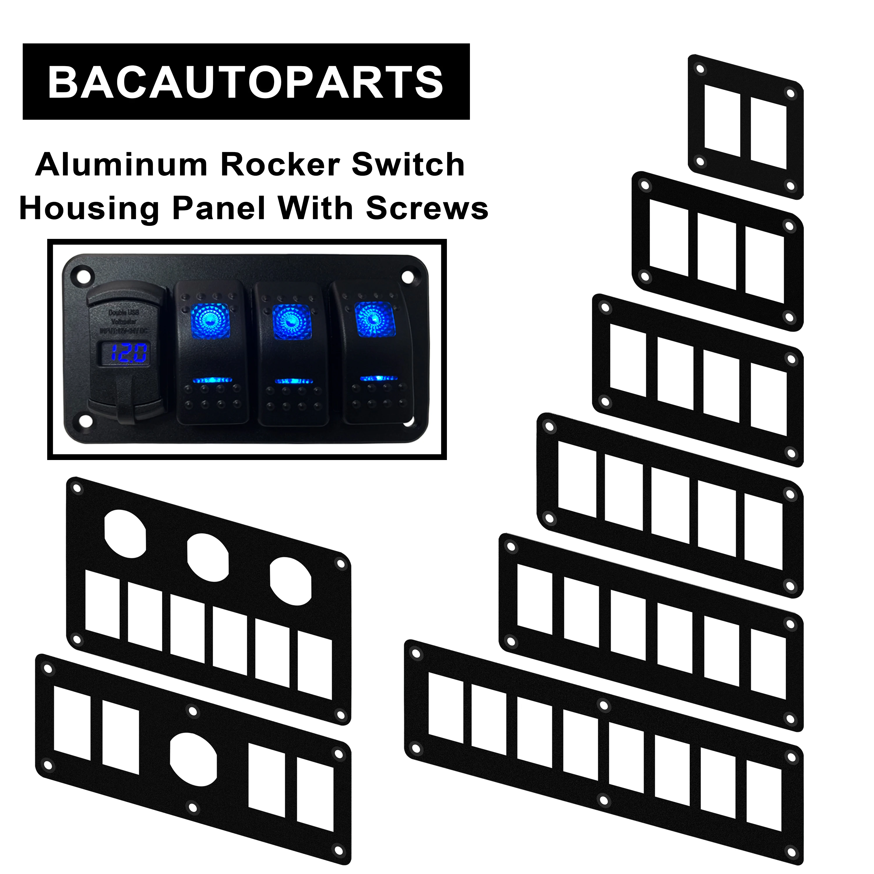2 9 Gang Aluminum Rocker Switch Housing Mount Holder Bracket Panel for ...