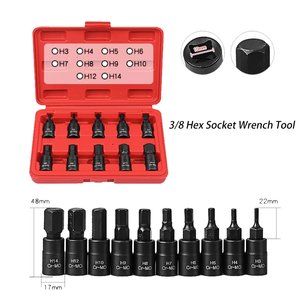 Car-Repair-6-Point-Socket-Wrench-Universal-3-8-Square-Drive-Set-H3-H14 ...
