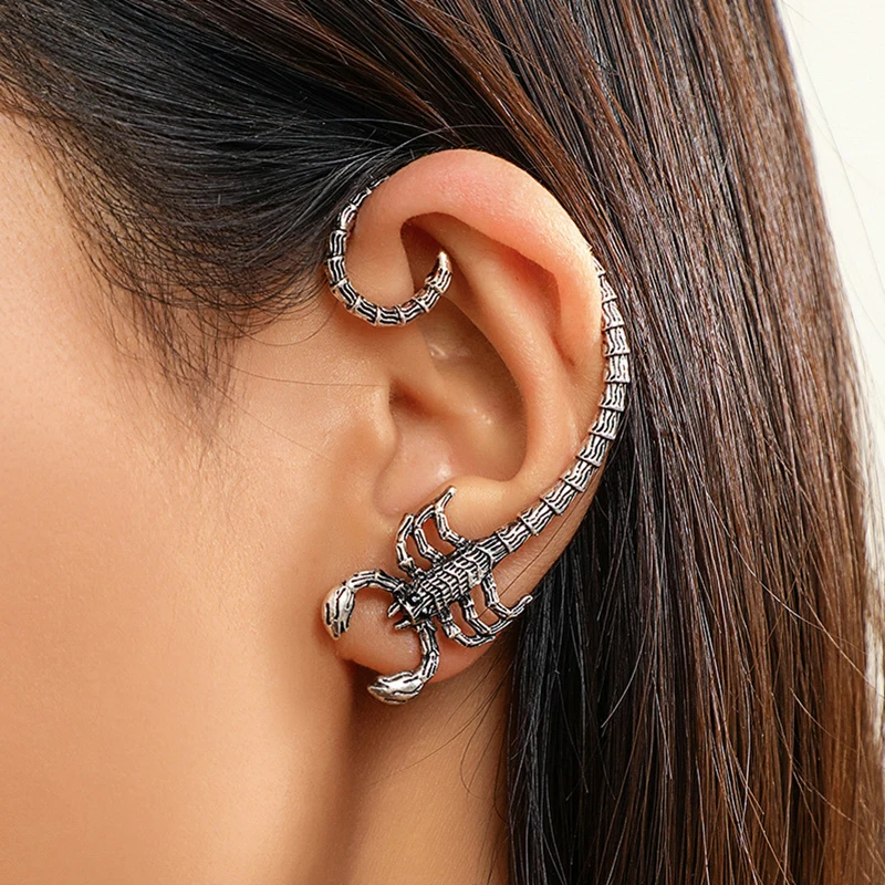 Vintage-Dark-Gothic-Scorpion-Earrings-For-Women-Men-Helix-Clip-Piercing ...