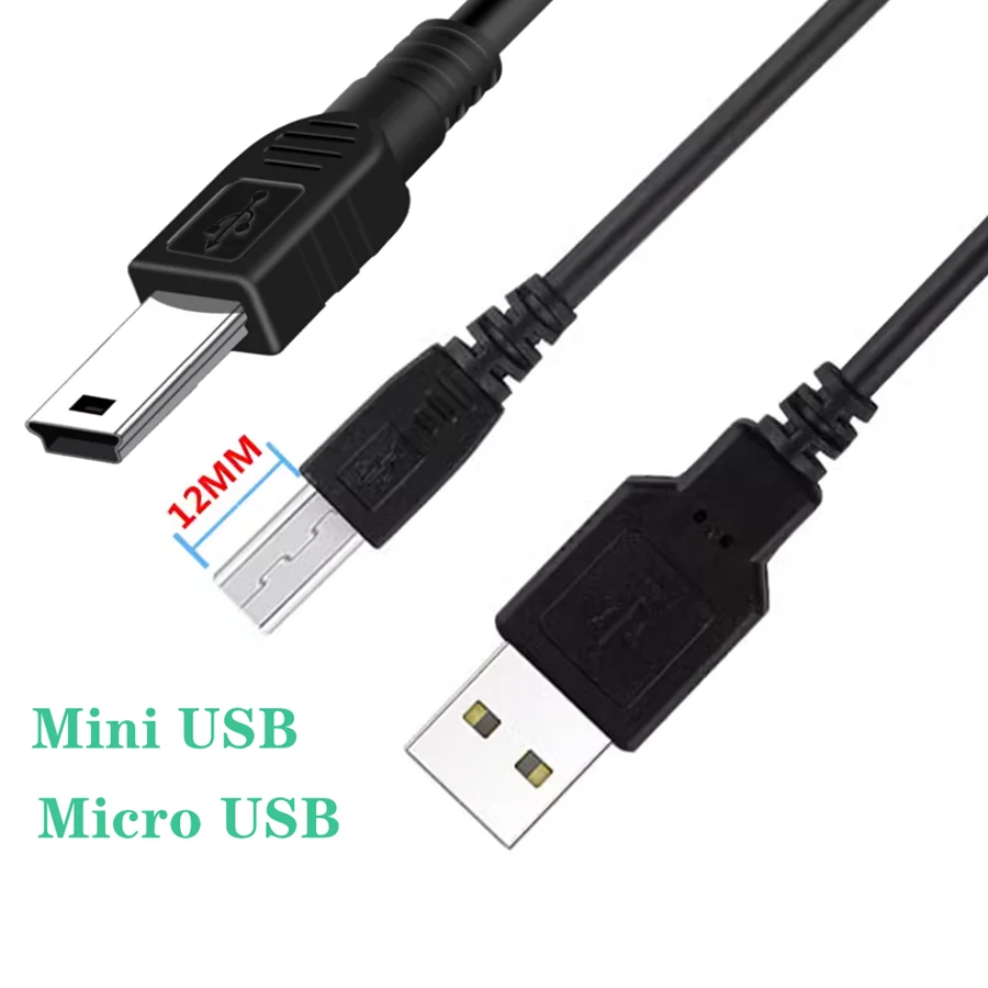 Long 8MM/12MM connector Mini Micro USB Data Charge T Port Cable for ...