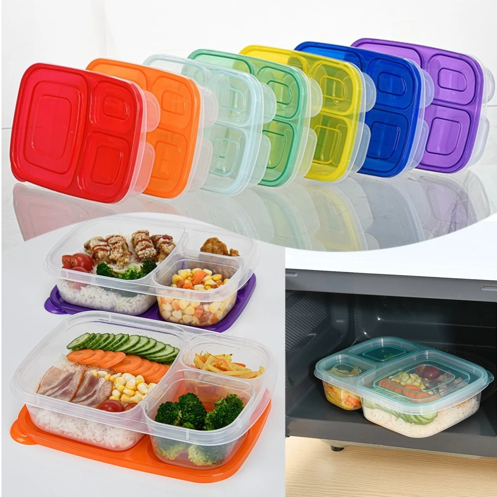 4-3-Grids-Bento-Box-PP-Portable-Food-Storage-Lunchbox-Microwave-Lunch ...