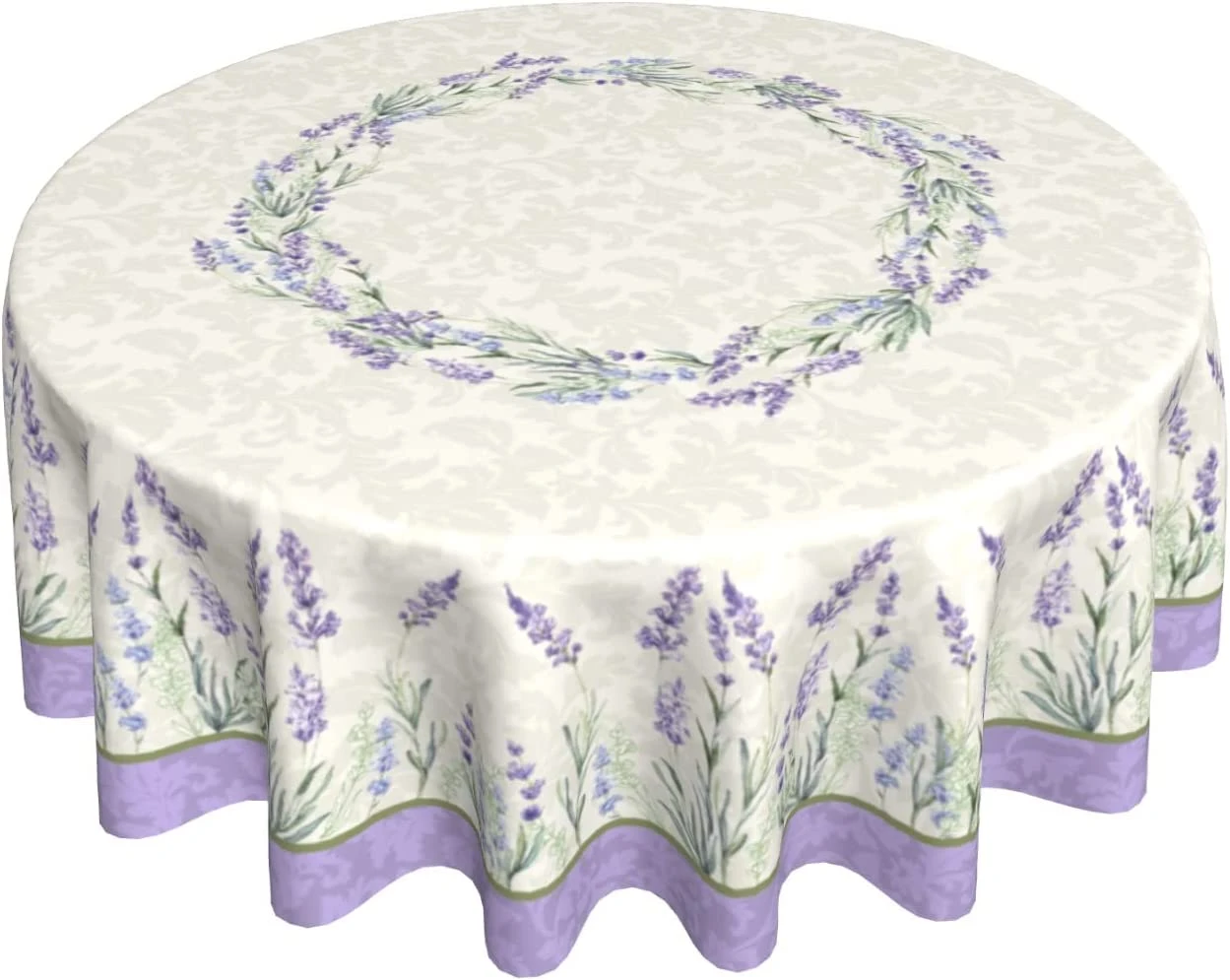Elegant Lavender Tablecloth Round 60 Inch Purple Floral Table Cloth ...