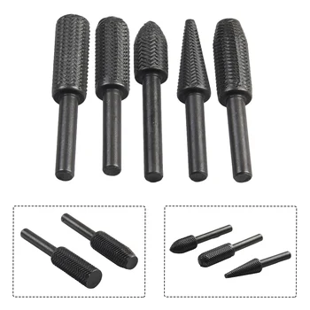 5Pcs Rotary Rasp File Set Steel File 6mm Shank Carving Bit Double ...